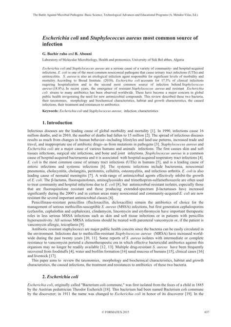 Pdf Escherichia Coli And Staphylococcus Aureus Most Common Source Of Infection