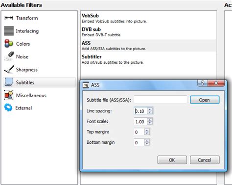 how to embed subtitles to mp4 and flv videos using avidemux