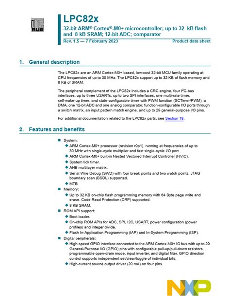 Lpc822 Datasheet Microcontroller Nxp