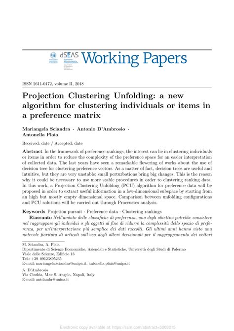 Pdf Projection Clustering Unfolding A New Algorithm For Clustering