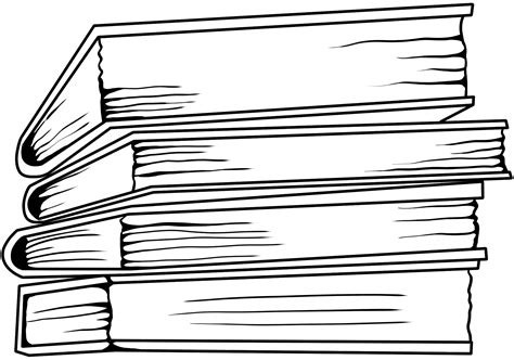 黑白简笔画书本一摞书线稿