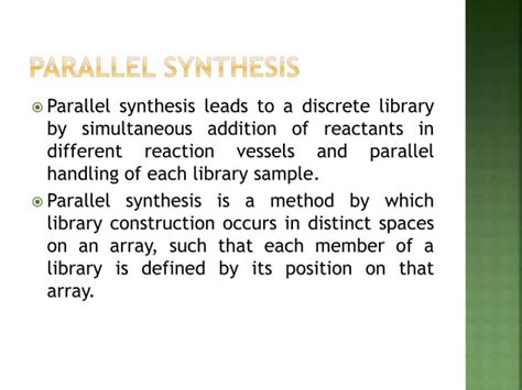 Parallel Synthesis Pptx Chemistry Science