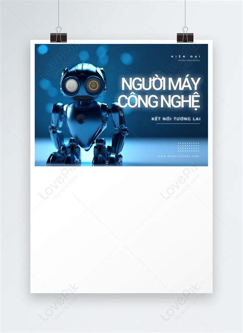 High Tech Artificial Intelligence Robot Network Big Data Promotional Poster Template Image