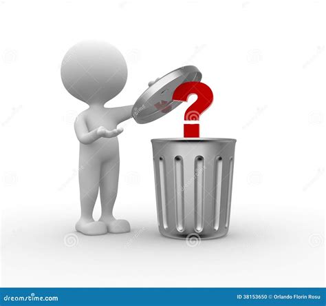 Trash Can And Question Mark Stock Photo Image