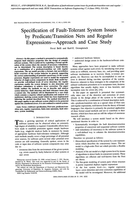 Pdf Specification Of Fault Tolerant System Issues By Predicate