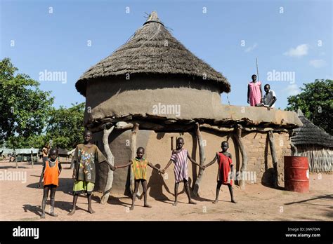 SOUTH SUDAN Village Near Rumbek Clay Hut Of Dinka Tribe Stock Photo