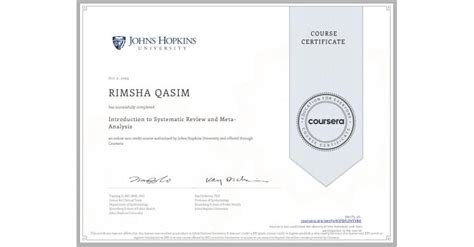 Rimsha Qasim On Linkedin Completion Certificate For Introduction To Systematic Review And