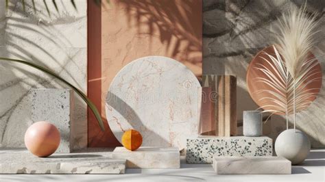 A Mix Of Natural Elements And Geometric Shapes In A Harmonious Still