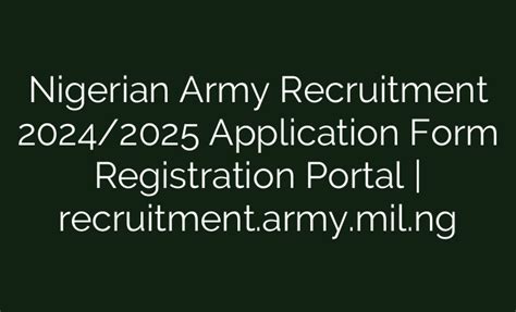 Nigerian Army Recruitment 2024 2025 Application Form Registration Portal Recruitment Army Mil