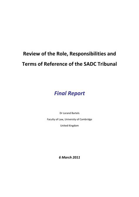 Pdf Wtia Review Of The Role Responsibilities And Terms Of Reference Of The Sadc Tribunal
