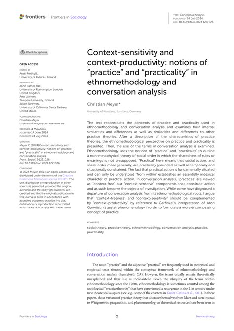 Pdf Context Sensitivity And Context Productivity Notions Of Practice” And Practicality” In