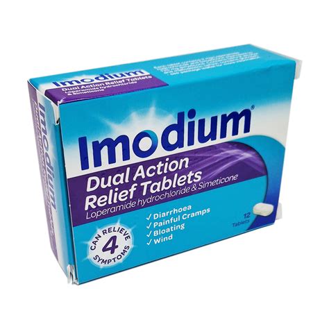 Buy Imodium Dual Action Relief Formally Plus Tablets Diarrhoea Treatment And Relief Online