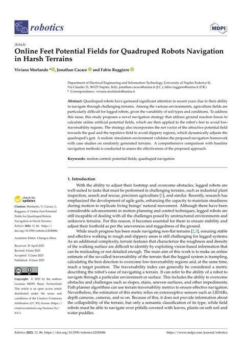 Pdf Online Feet Potential Fields For Quadruped Robots Navigation In