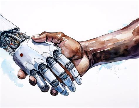 A Human Hand Reaches Out To Grasp A Robotic Hand Creating A Poignant Image Of Human Ai