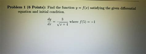 Solved Problem I Points Find The Function Y Equation Chegg Com