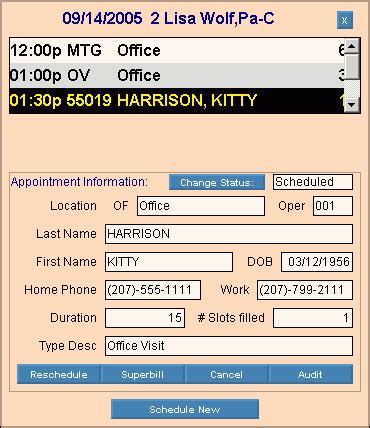Scheduling Floating Appointment Detail Window