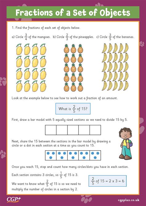 non unit fractions of a set of objects problems year 3 cgp plus