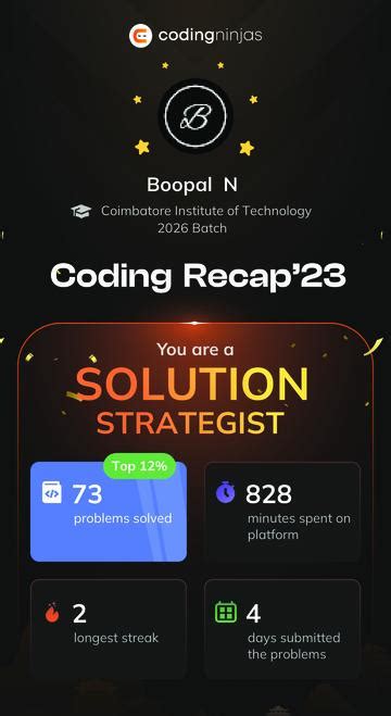 boopal n on linkedin coding recap 23 coding ninjas