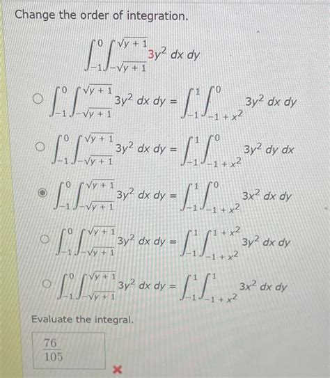 Solved Change the order of integration. | Chegg.com