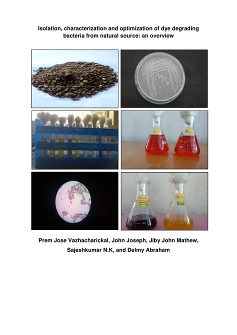 Pdf Isolation Characterization And Optimization Of Dye Degrading