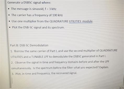 solved generate a dsbsc signal where the message is