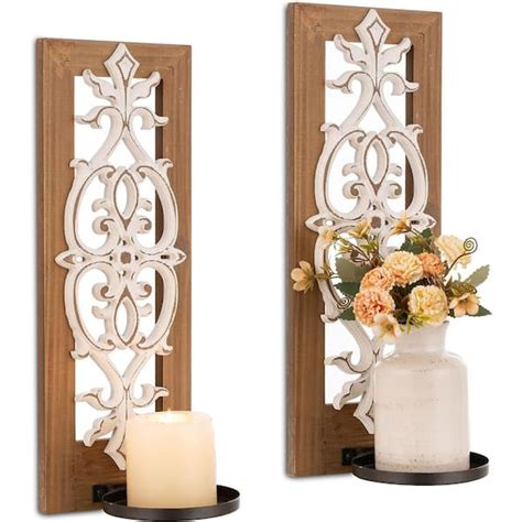 Rustic Wood Candle Sconces Wall Decor Farmhouse Wall Candle Holder