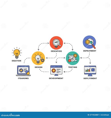 Flowchart Illustrating A Development Process With Labeled Steps And