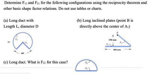 Determine F12 And F21 For The Following Configurations Using The Reciprocity Theorem And Other