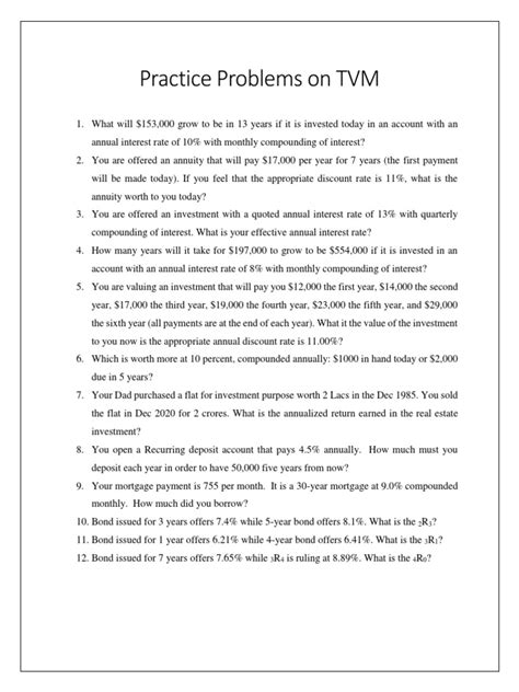 Tvm Practice Problems Pdf