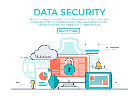 Free Vector Data Security Concept Linear Vector Illustration With Text Template