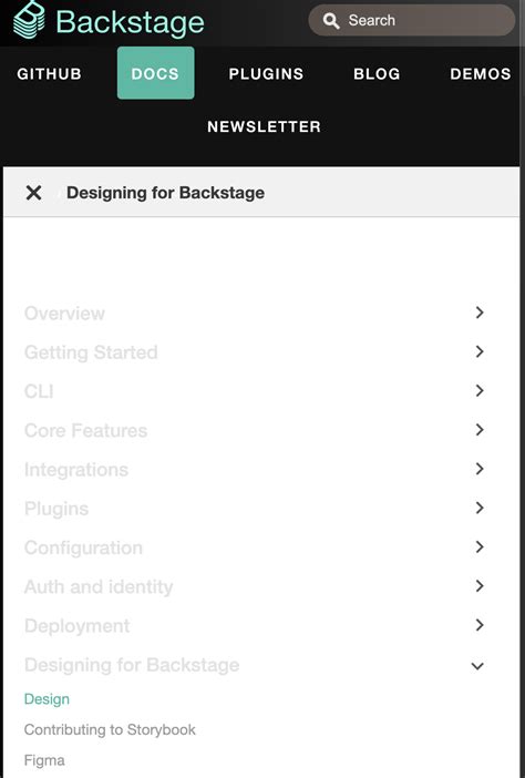 Fix Microsite Docs Mobile Navigation Theming · Issue 6326 · Backstagebackstage · Github
