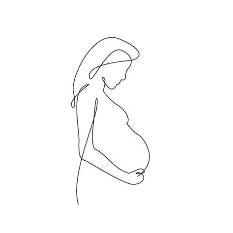 행복한 임산부의 한 선화 프리미엄 벡터