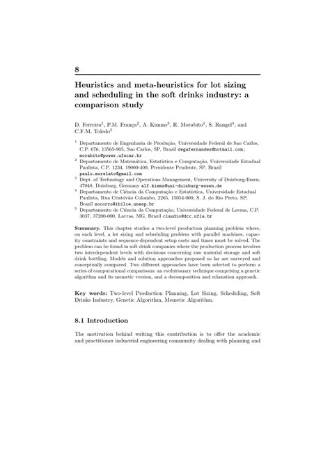 Pdf Heuristics And Meta Heuristics For Lot Sizing And Scheduling In