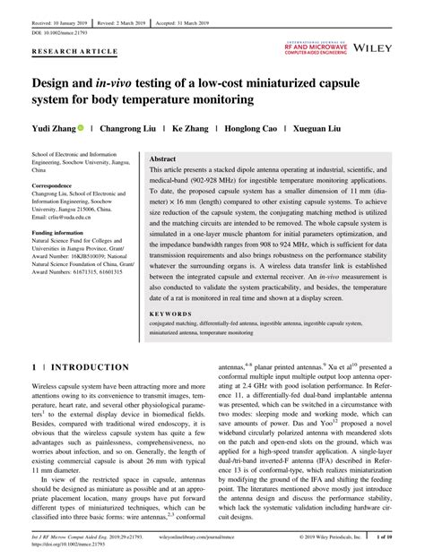 Design And In‐vivo Testing Of A Low‐cost Miniaturized Capsule System For Body Temperature
