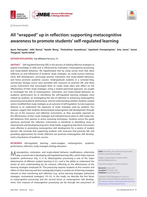 pdf all “wrapped” up in reflection supporting metacognitive