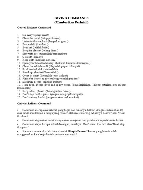 Giving Commands Pdf