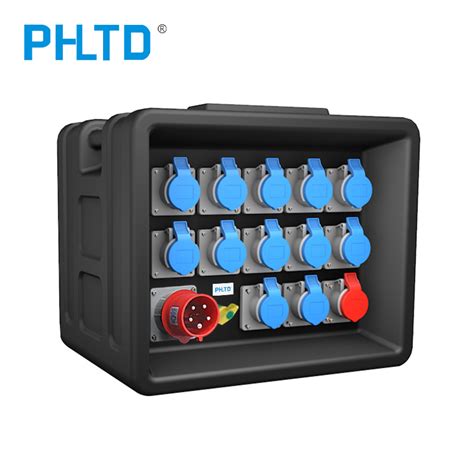 Black Plug Socket Power Distribution Box For Stage Light Portable Distribution Box Industrial