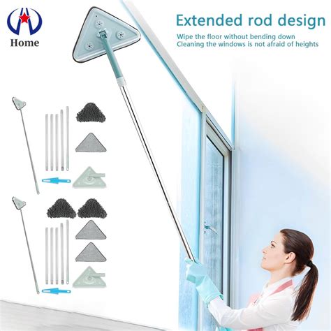 Wall Mop With Long Handle 360 ° Rotating Wall Cleaner Mop With Replacement Cloth Extendable Wall
