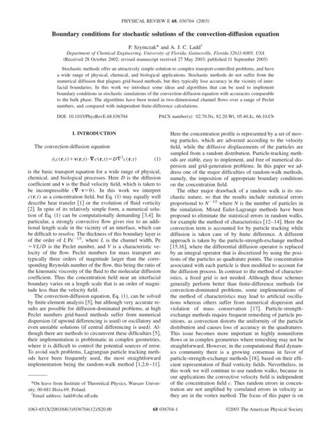 Pdf Boundary Conditions For Stochastic Solutions Of The Convection