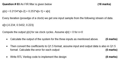 Question 03 An FIR Filter Is Given Below 18 Marks Chegg Com