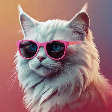 A Cat Wearing Pink Sunglasses And A Pink Pair Of Sunglasses Premium