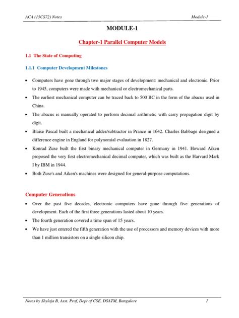 Module 1 Aca Pdf Parallel Computing Central Processing Unit