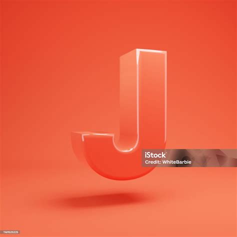 문자 J 대문자 광택 반사와 그림자와 살아있는 산호 글꼴 0명에 대한 스톡 사진 및 기타 이미지 0명 3차원 형태 그림자 Istock