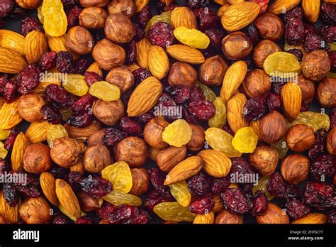 Mixed Dried Fruits Background Healthy Snacks Almonds Raisins