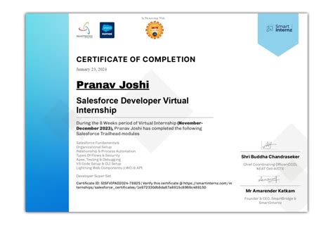 Pranav Joshi On Linkedin Salesforcedeveloper Virtualinternship Trailheadsuccess