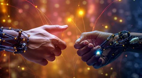 close up of ai robot hand ai robot hand on technology background