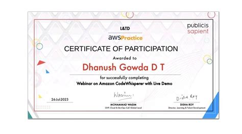 Dhanush Gowda D T On Linkedin Aws Publicissapient Learninganddevelopment Amazon Cloud