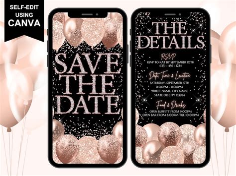 save the date digital invitation electronic birthday surprise
