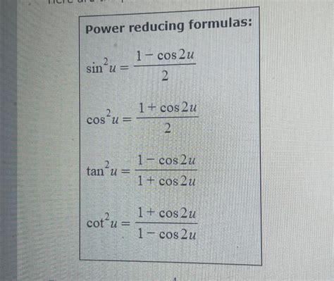 Solved Use The Power Reducing Formulas To Rewrite Cos 2x In