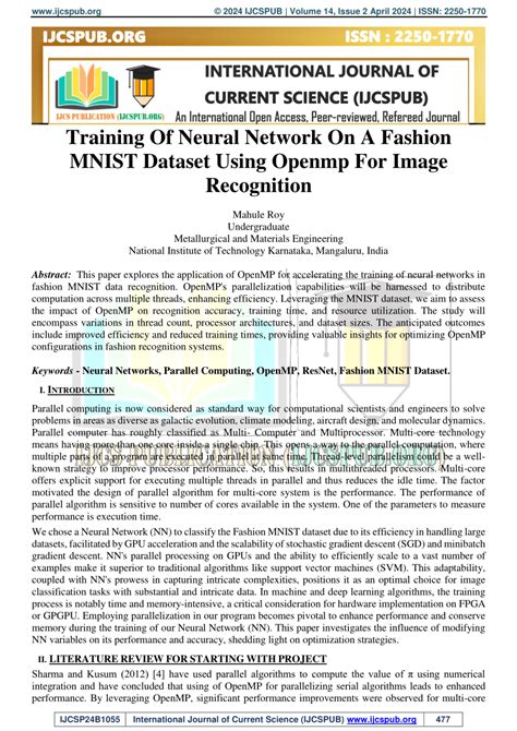 Pdf Training Of Neural Network On A Fashion Mnist Dataset Using